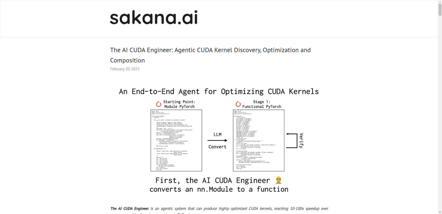 Sakana AI: The AI CUDA Engineer is here! - ai-rockstars.com