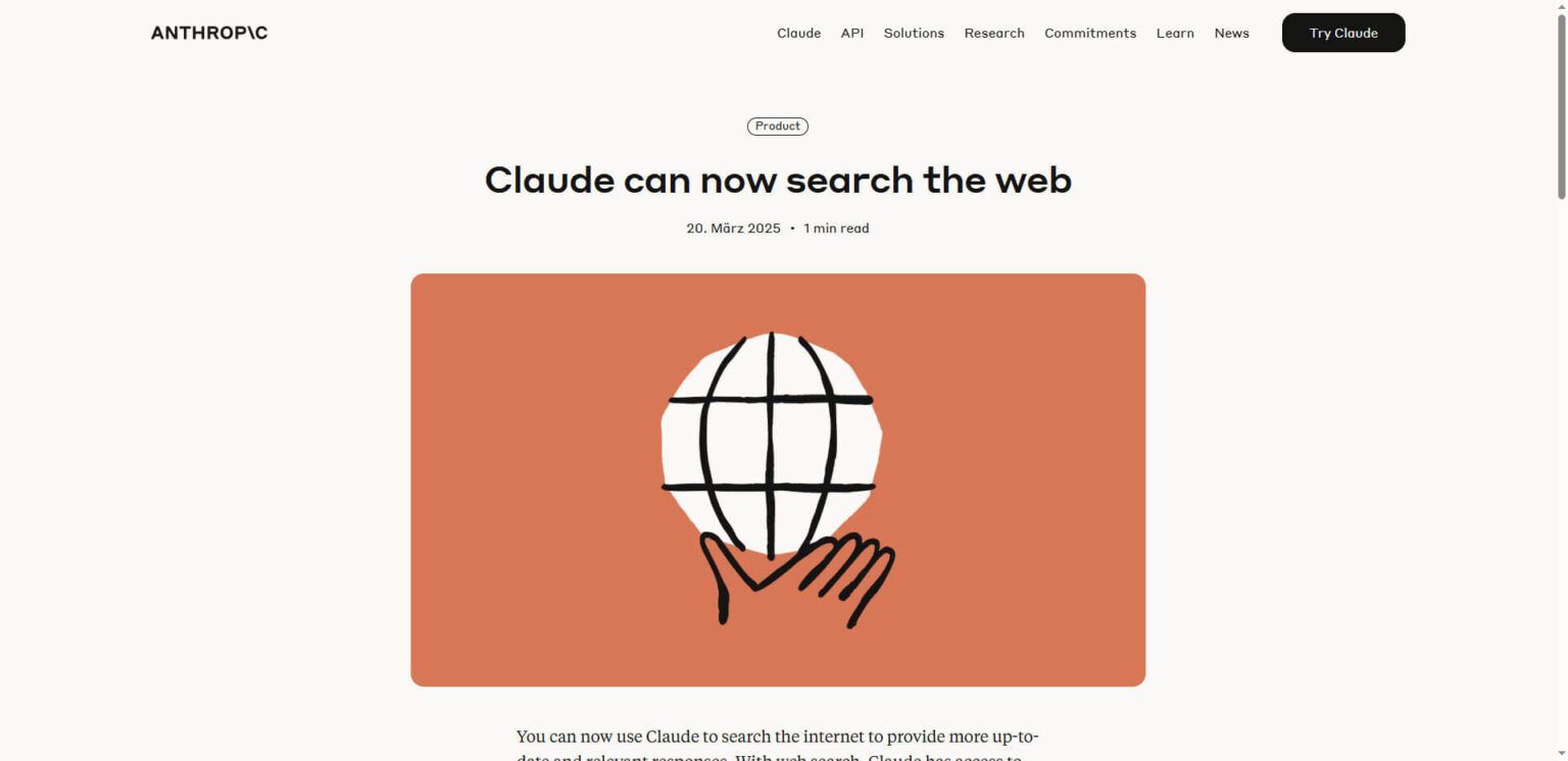 Claude equipped with web search function: Anthropic's AI assistant gets ...