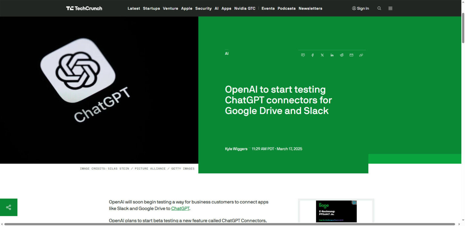 ChatGPT Connectors: OpenAI connects AI chatbot with enterprise software - ai-rockstars.com
