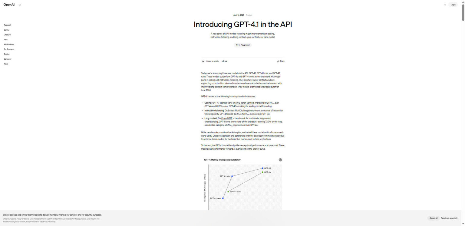 GPT-4.1: OpenAI's AI breakthrough with 1 million token context window - ai-rockstars.com