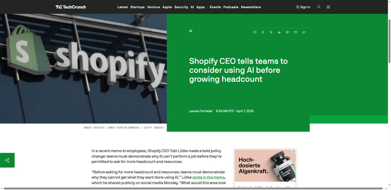 Shopify's AI strategy forces teams to justify new employees - ai ...